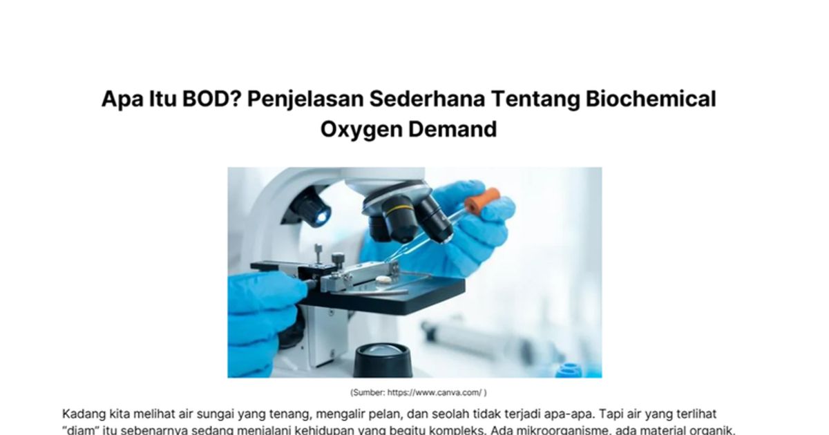Penjelasan SIngkat Tentang Biochemical Oxygen Demand